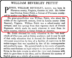 First Pettits in American Series -William Pettit of Louisa Co VA ~1720