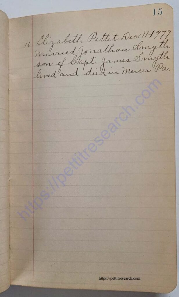 James Pettit (1725) and Martha McCune Family Record Book