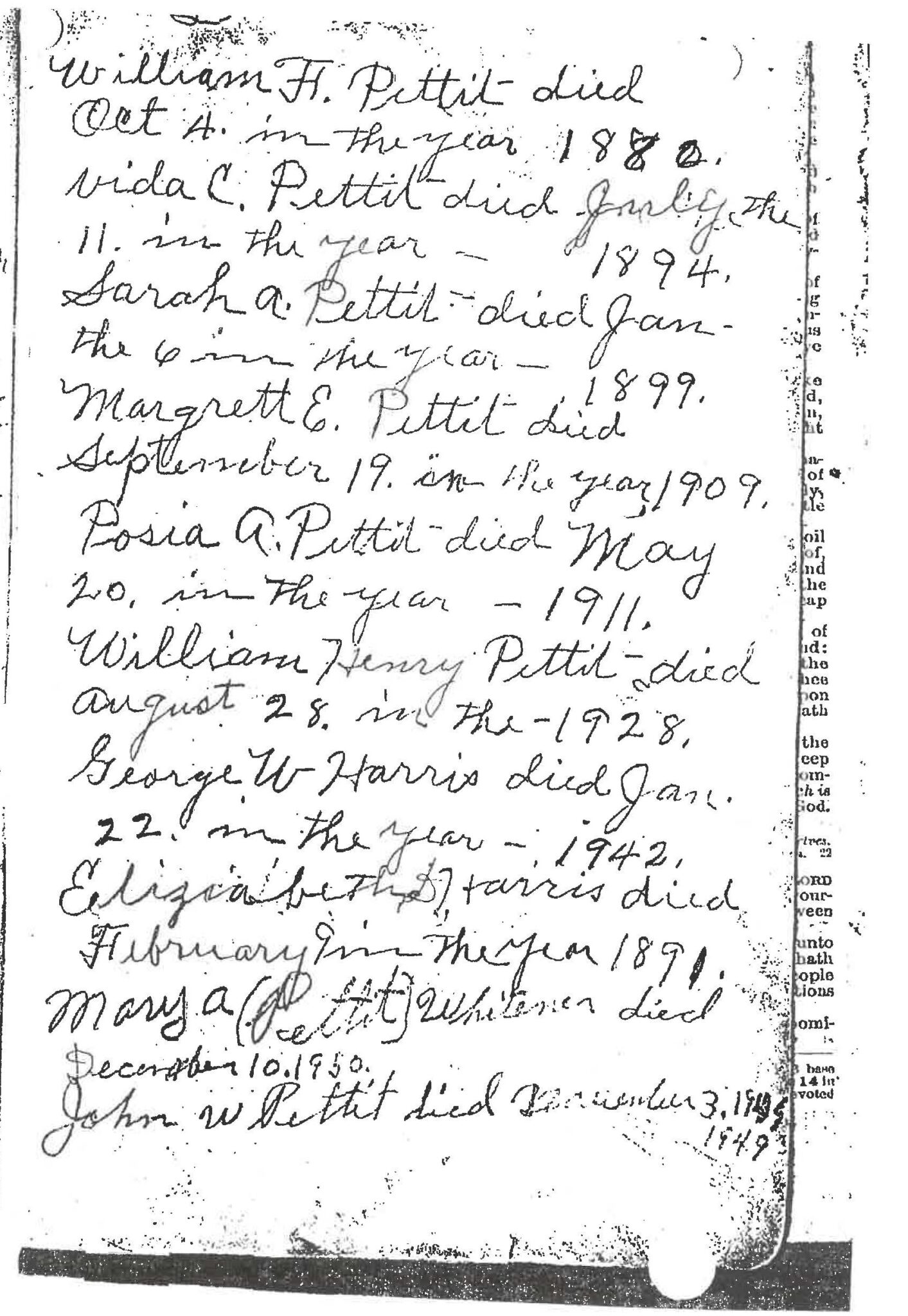 William H Pettit and John W Pettit Family Bible -Gilmer County, GA